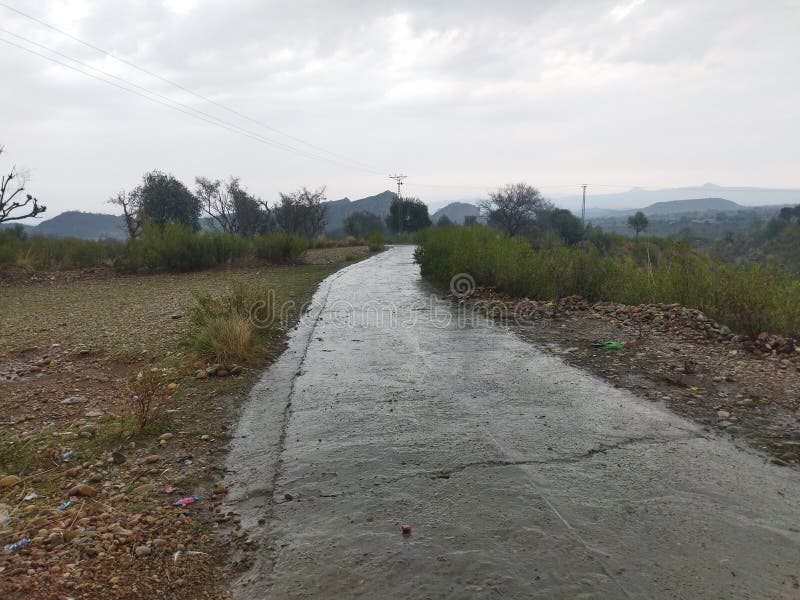 Road in village stock image. Image of highway, tree - 273852625
