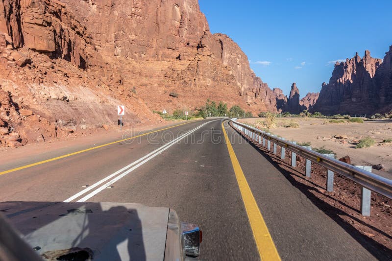 Road through Wadi Disah Canyon, Saudi Arab Stock Image - Image of ...