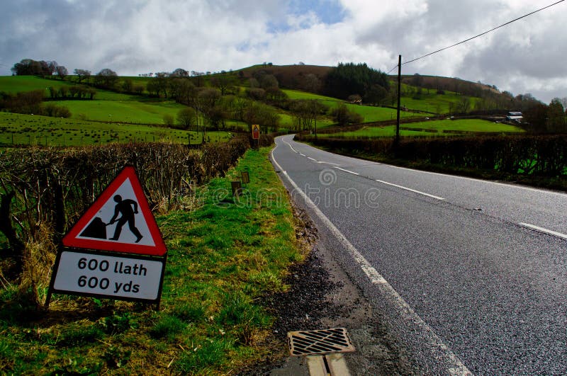 Traffic Sign On A Country Road In Wales Stock Photo - Image of rural ...