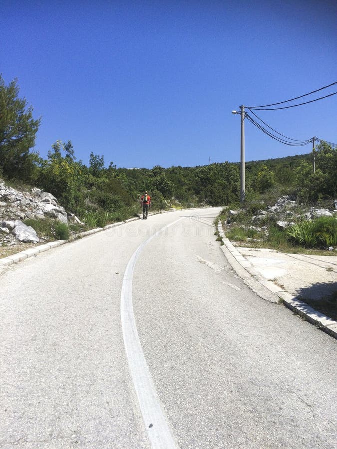 A Road with a Walker on the Side Editorial Photography - Image of ...