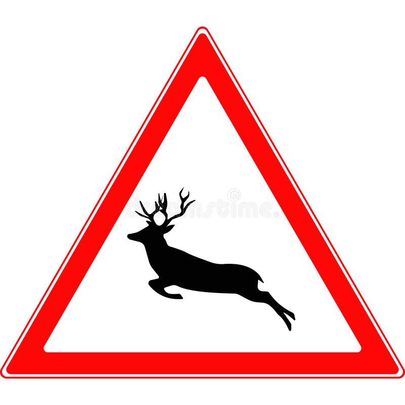 Road Warning Sign. Sign Caution Wild Animals Stock Vector ...