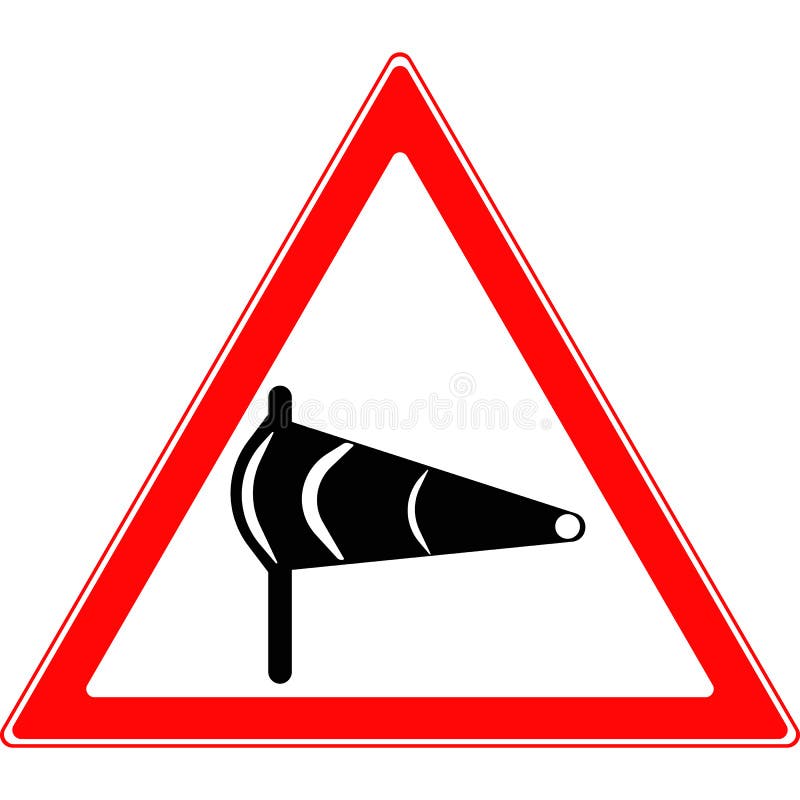 Road Warning Sign. the Sign Cautiously Side Wind Stock Vector ...