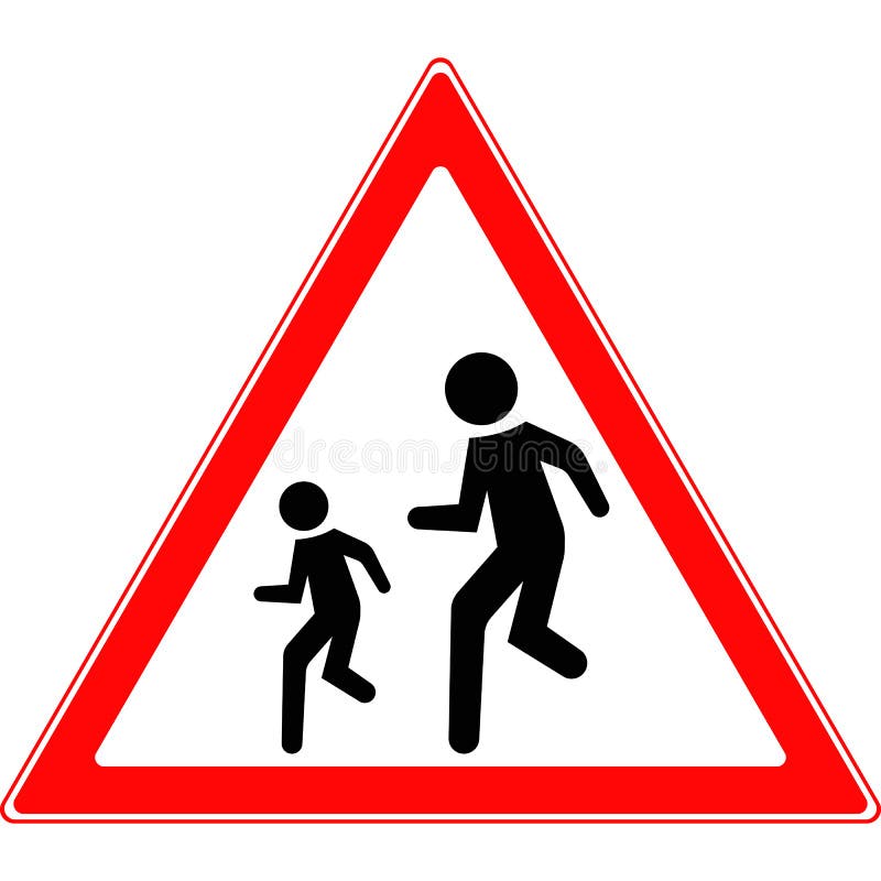 Road Warning Sign. Sign Children on a Pedestrian Road Stock Vector ...