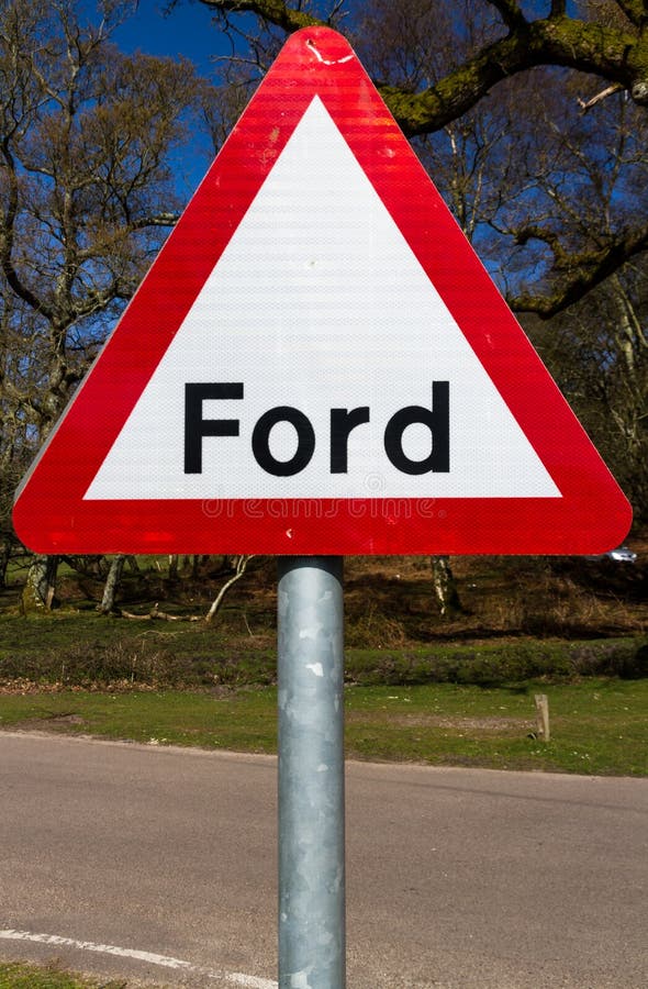 Road warning sign, ford. stock photo. Image of sign, white - 62857262