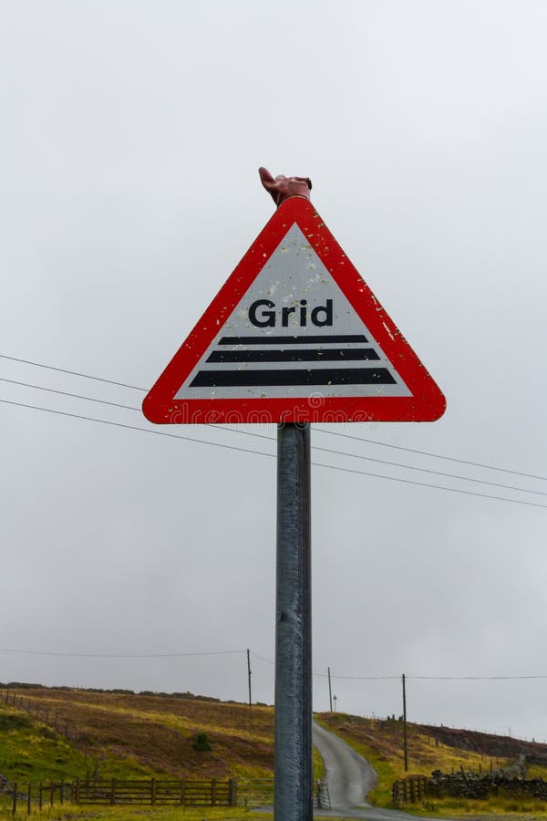 Road Warning Signs, Grid Farm Stock Cattle Stock Photo - Image of white ...