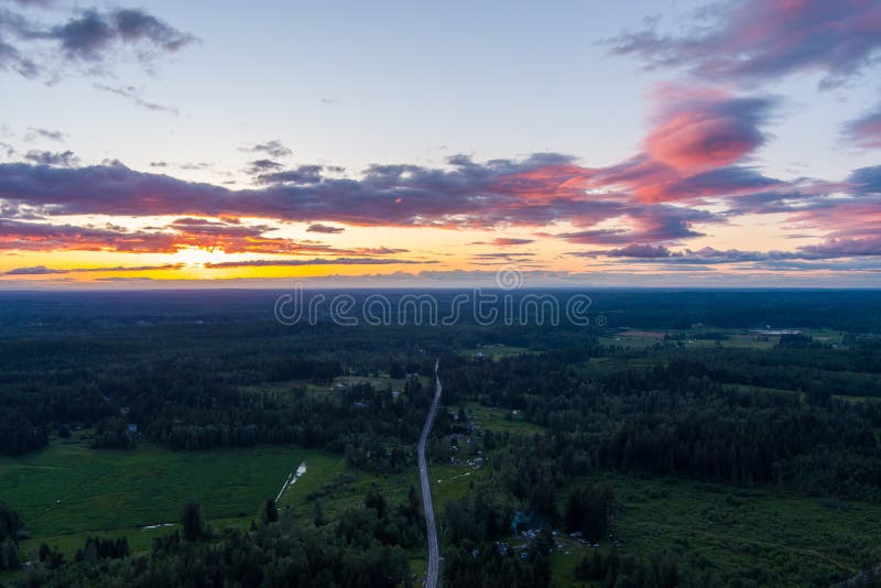 A Road in Washington State at Sunset in June of 2022 Stock Image ...