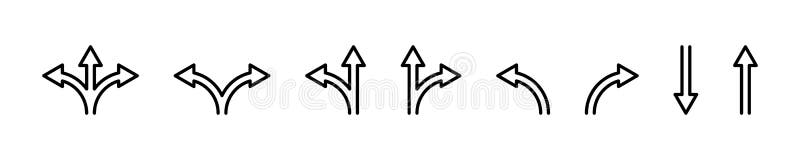 Road Way Arrows Vector Icons Set. Road Way : One, Two and Three ...