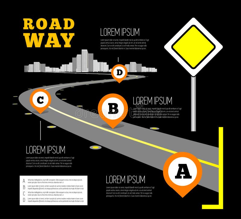 Road Way Design Infographics. Stock Vector - Illustration of sign ...