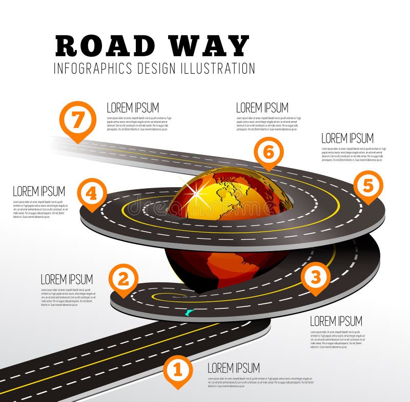Road Way Design Infographics. Stock Vector - Illustration of background ...