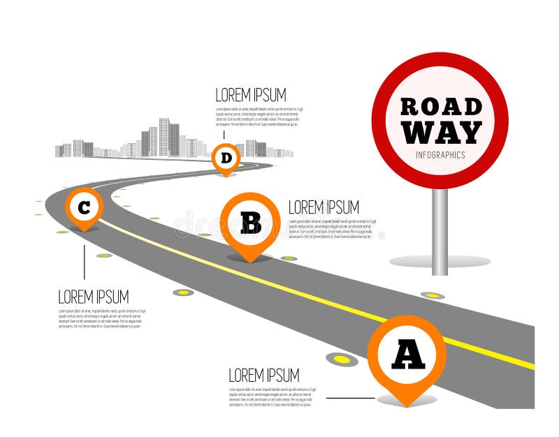 Road Way Design Infographics. Stock Vector - Illustration of street ...