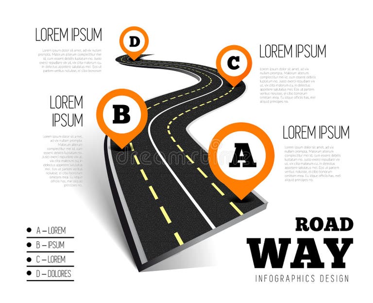 Road Way Design Infographics. Stock Vector - Illustration of creative ...