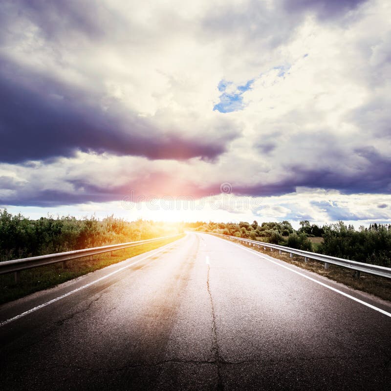 Road way forward direction stock photo. Image of evening - 101480360