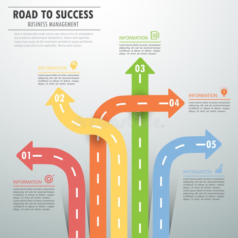 Road Way Infographic Template 5 Options. Can Be Used for Workflow ...
