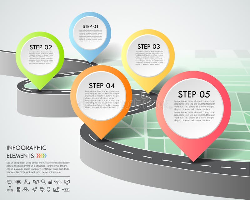 Road Way Infographic Template 5 Options. Stock Vector - Illustration of ...