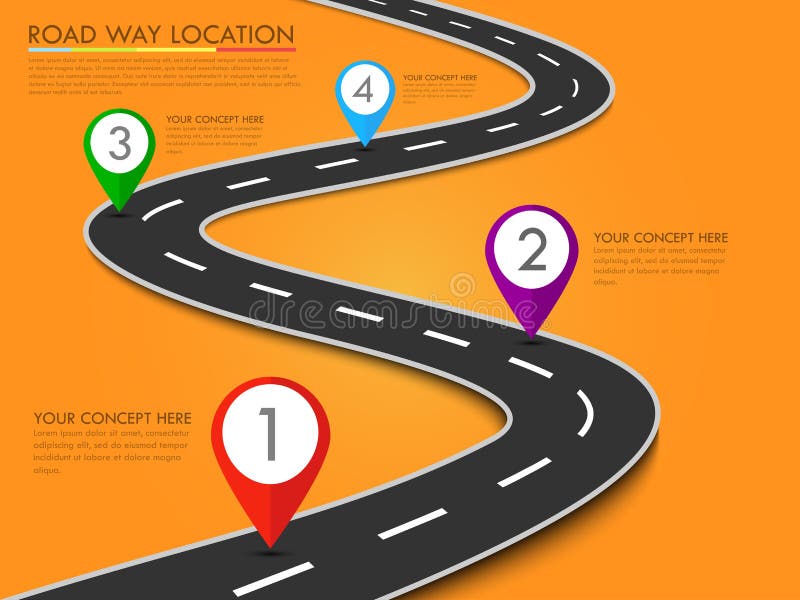 Futuristic Road Map Background. GPS Navigation Banner. Winding Road ...