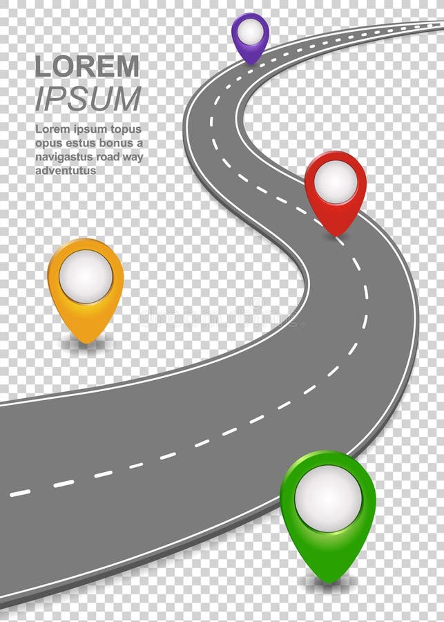 Road Way Navigation Infographic. Highway Template with a Curvy Car ...