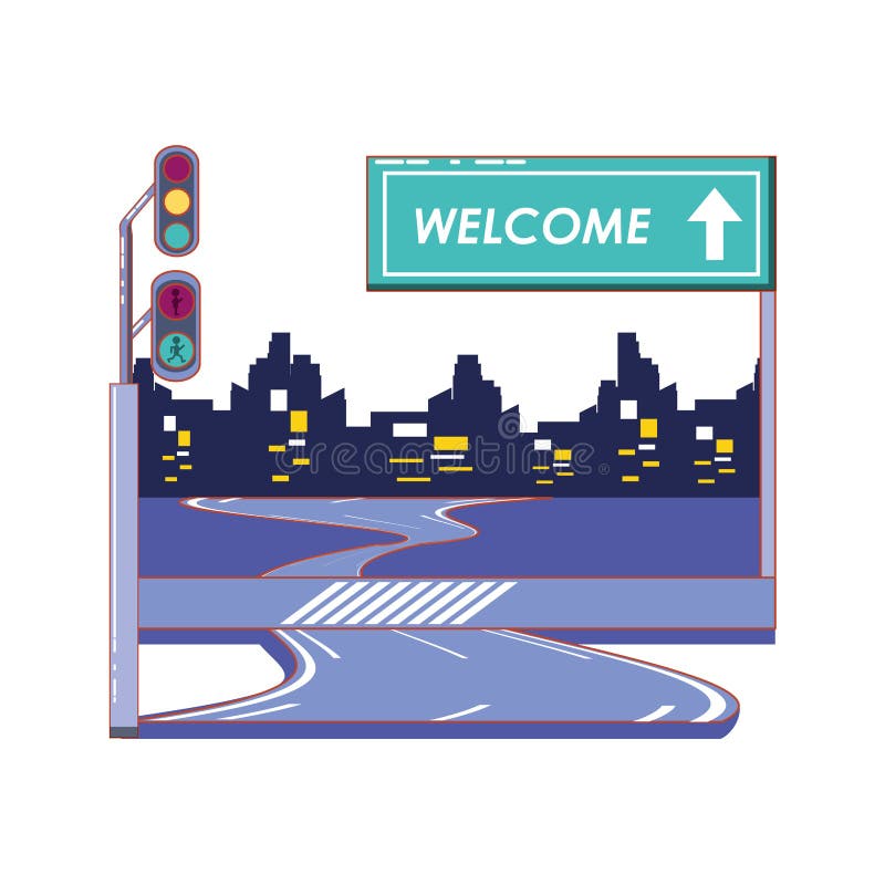 Road with welcome label stock vector. Illustration of sign - 118812659