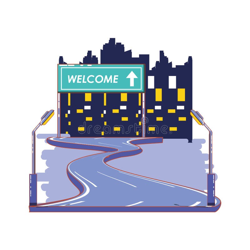 Road with welcome label stock vector. Illustration of transportation ...