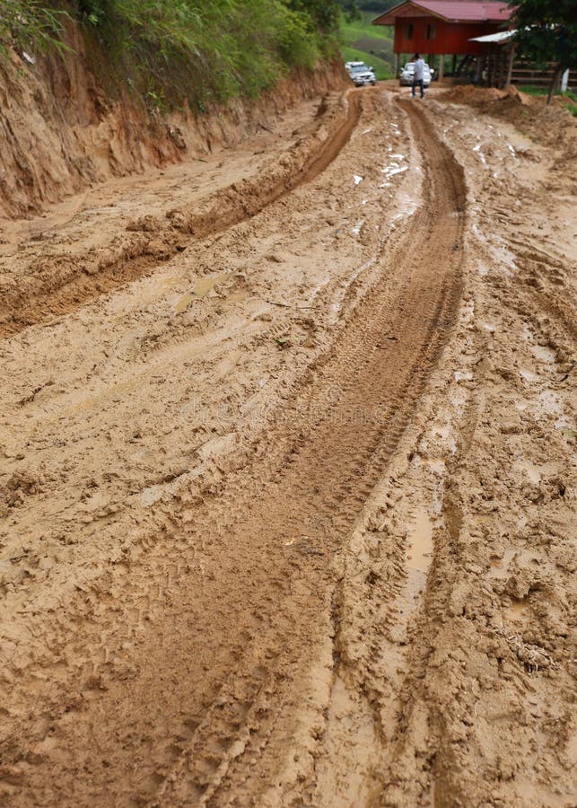 Road Wet Muddy of Backcountry Stock Image - Image of sport, texture ...