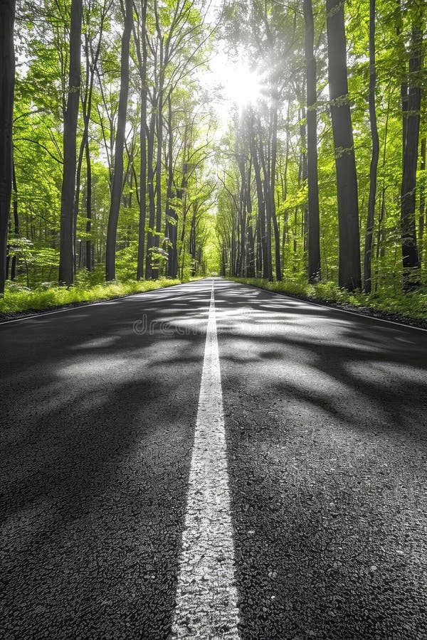 Road White Line Trees Either Side Stock Photos - Free & Royalty-Free ...