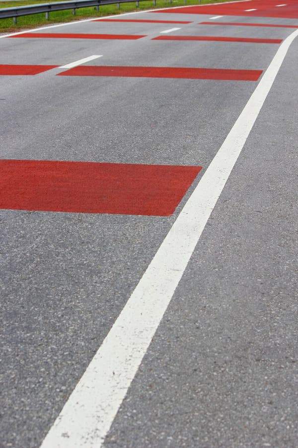 Road with White and Red Lines Stock Image - Image of highway, closeup ...