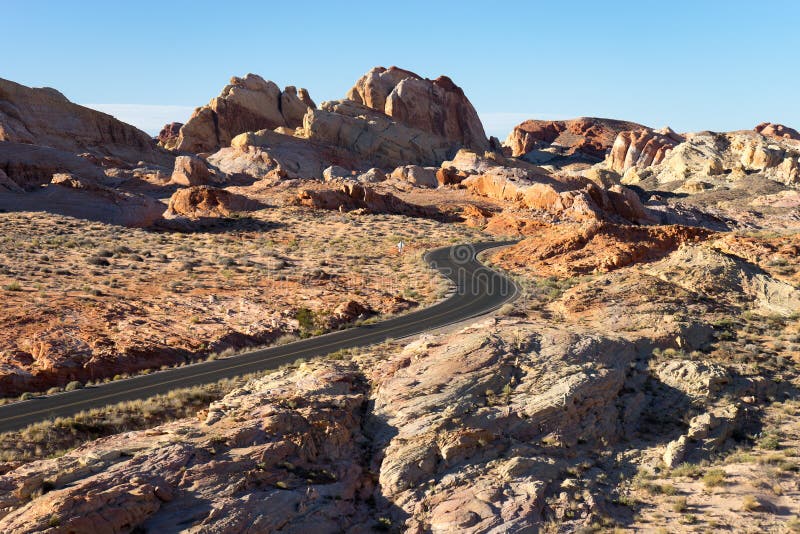 Road Winding through Cliffs of Valley of Fire Nevada Stock Photo ...