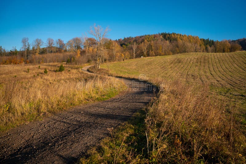 A Road Winding through Fields and Meadows. Part of the Hiking Trail ...