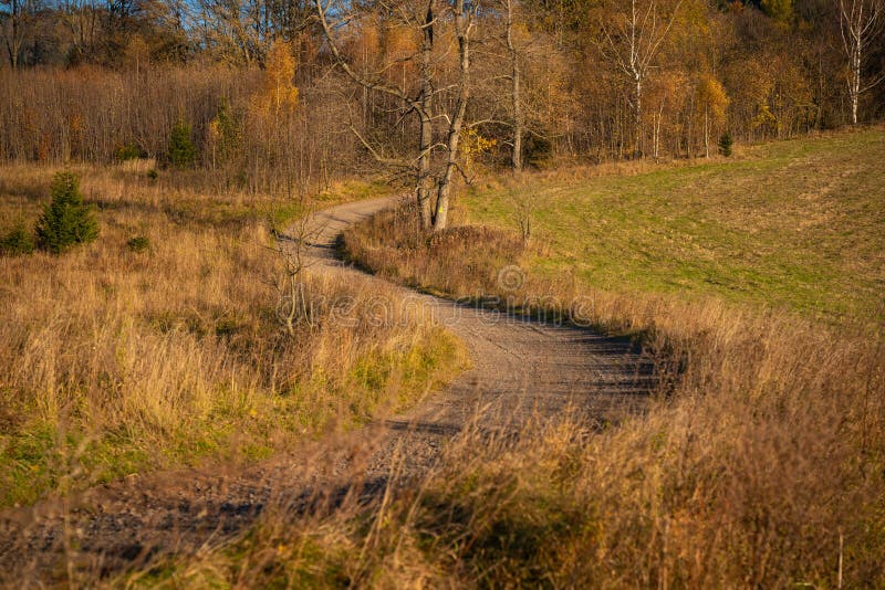 A Road Winding through Fields and Meadows. Part of the Hiking Trail ...
