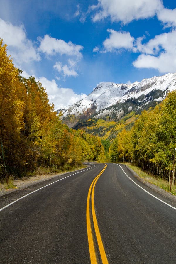 Road Winding through Trees in Fall in Colorado Stock Photo - Image of ...