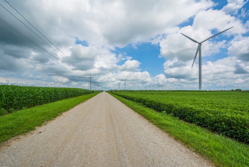 Road and Windmills in Rural Indiana Stock Image - Image of landscape ...