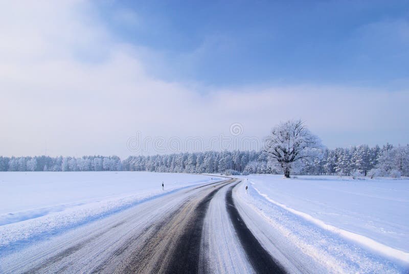 Road in winter stock photo. Image of path, snow, blue - 11869462