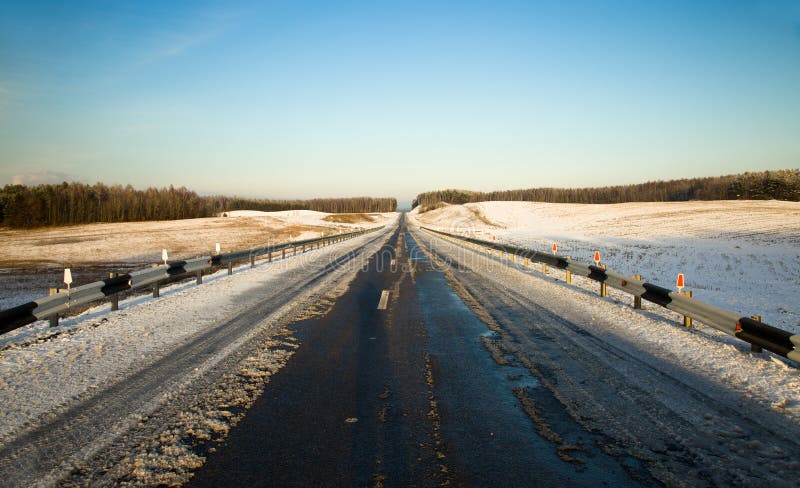 Single Tree on the Side of Gravel Road in the Winter on the Prairies ...