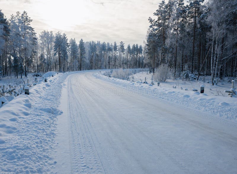 Road in winter stock image. Image of frost, covered, seasonal - 38956465
