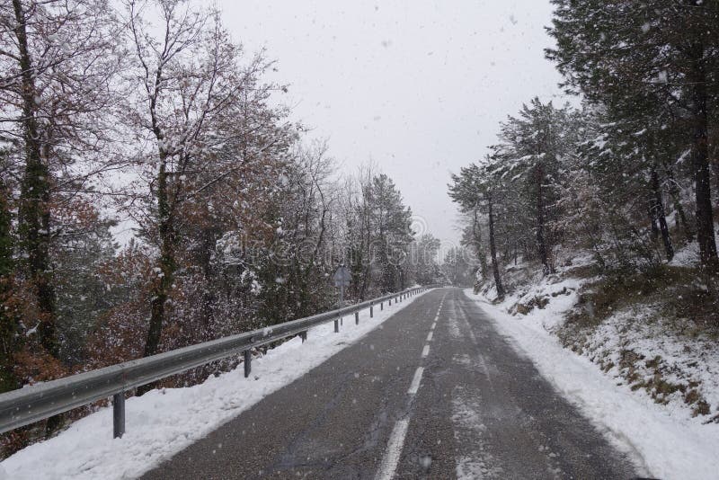 Road at Winter, with a Snow Storm Stock Photo - Image of white, storm ...