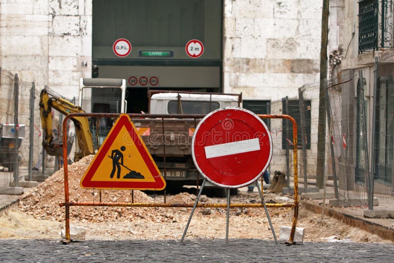 Road work stock photo. Image of industry, sign, traffic - 843996