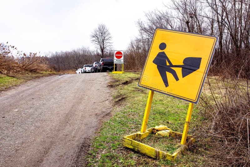 Road Work Ahead Construction Sign Stock Image - Image of prepare ...