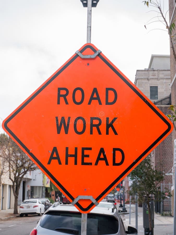`Road Work Ahead` Sign in New Oleans, LA, USA Stock Photo - Image of ...