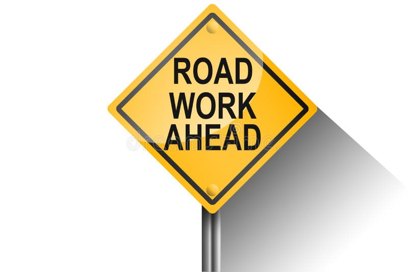 Road Work Ahead Word on Yellow Road Sign Stock Illustration ...