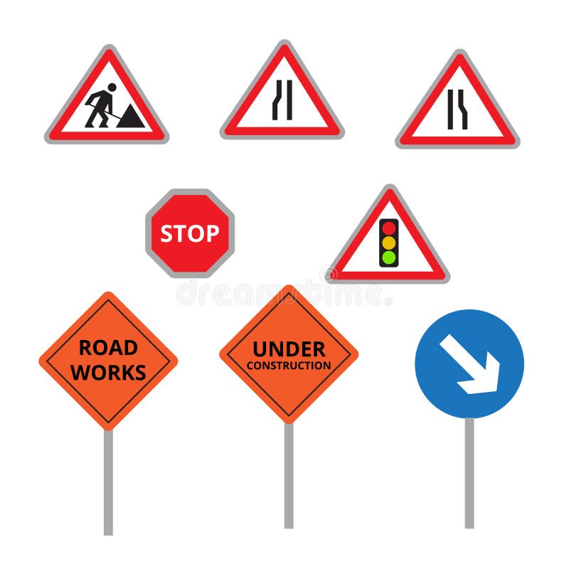 Road Work Icons or Artworks Elements Set Stock Vector - Illustration of ...