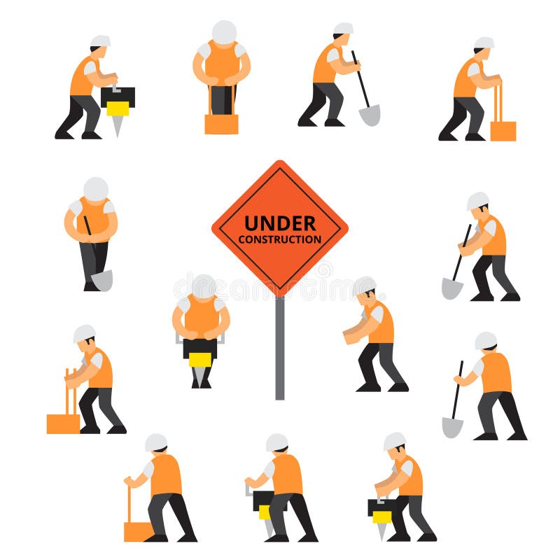 Road Work Icons or Artworks Elements Set Stock Vector - Illustration of ...