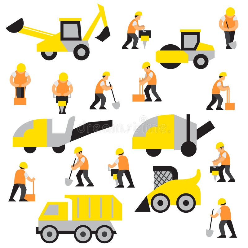 Road Work Icons or Artworks Elements Set Stock Vector - Illustration of ...
