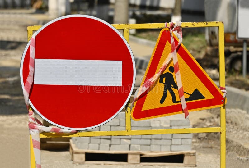 Road work sign stock image. Image of digging, build - 317408027