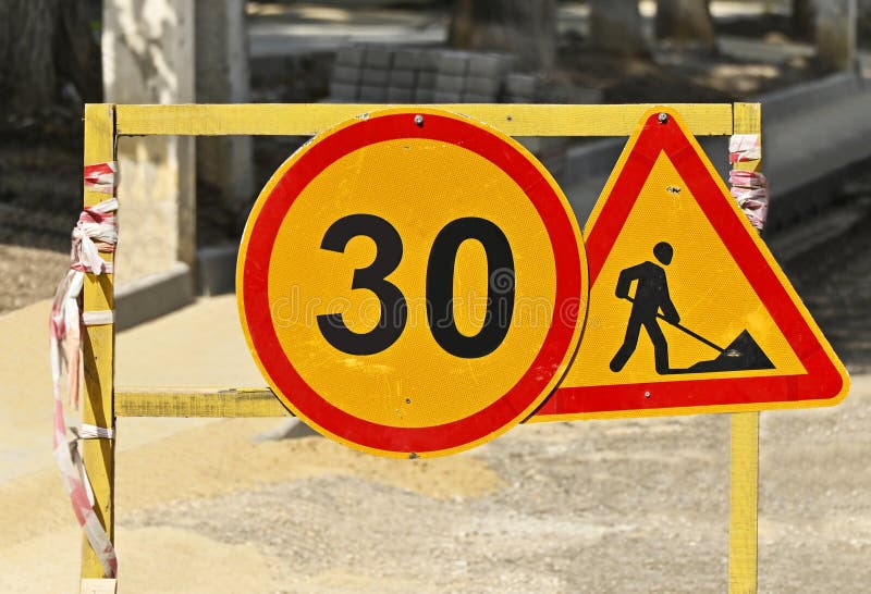 Road work sign stock photo. Image of marking, roadwork - 317836020