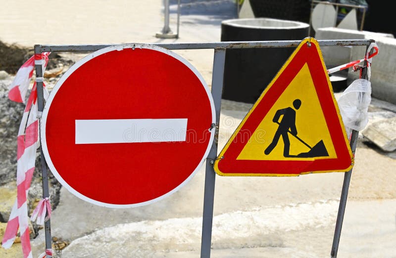 Road work sign stock photo. Image of prohibition, roadside - 317836022