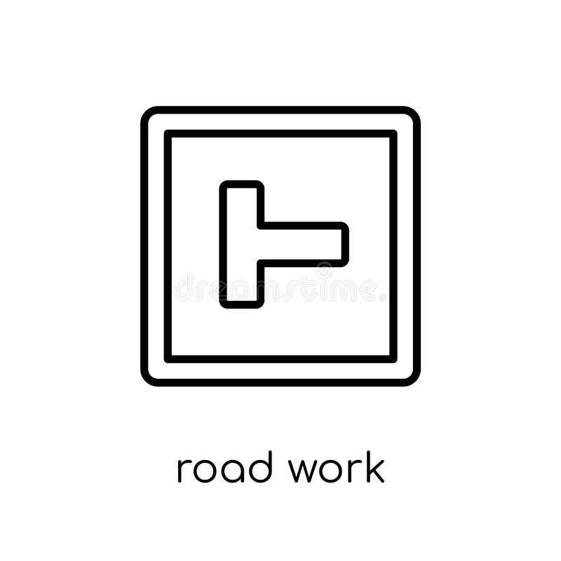 Road Work Sign Icon. Trendy Modern Flat Linear Vector Road Work Stock ...