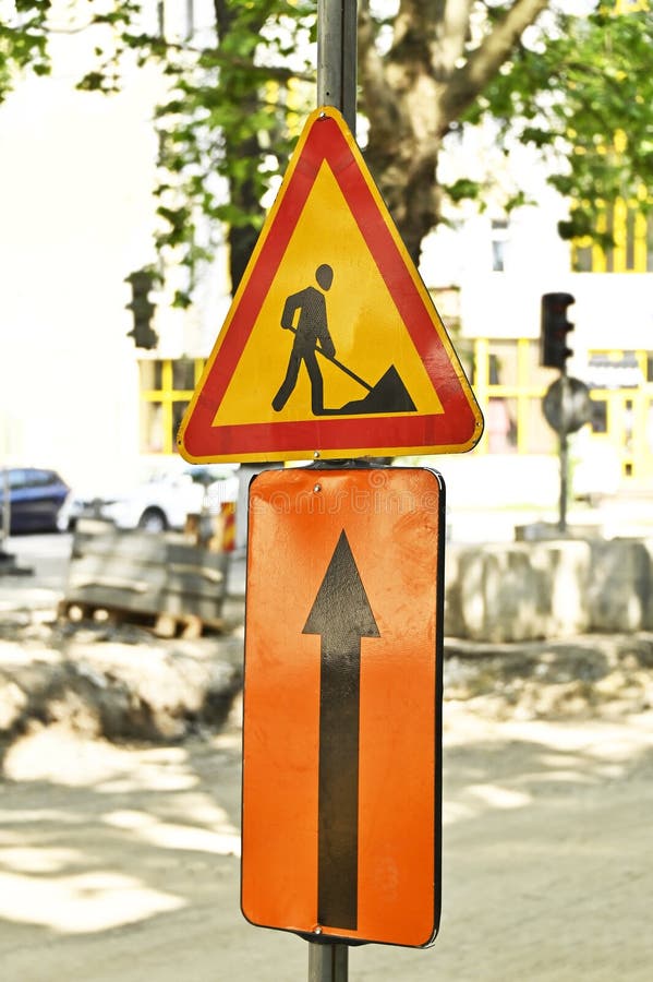 Road work sign stock image. Image of highway, construction - 317836027