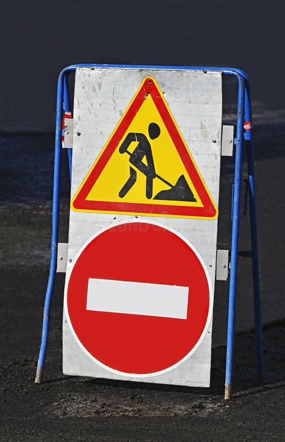 Road work sign stock photo. Image of barrier, obstacle - 317836034