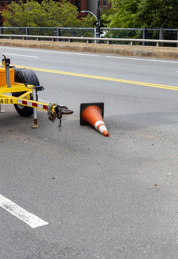 Road Work Sign with Traffic Cones Stock Image - Image of asphalt ...