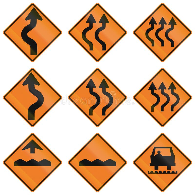 Road Work Signs in Ontario - Canada Stock Illustration - Illustration ...