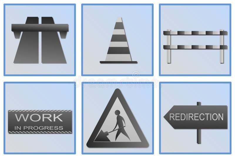 Road work symbols stock illustration. Illustration of symbols - 50332811